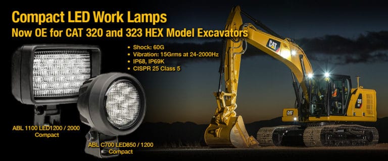 ABL Compact LED Work Lamps now OE for CAT 320/323 HEX model excavators ...